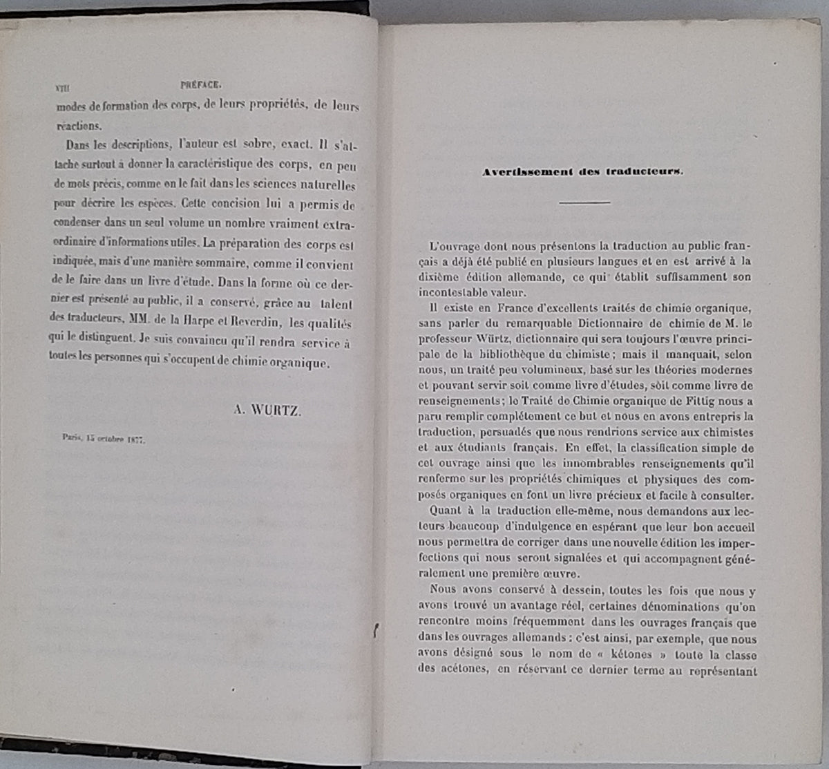 FITTIG Wilhelm Rudolph "Traité de Chimie organique d'après Wöhler ...